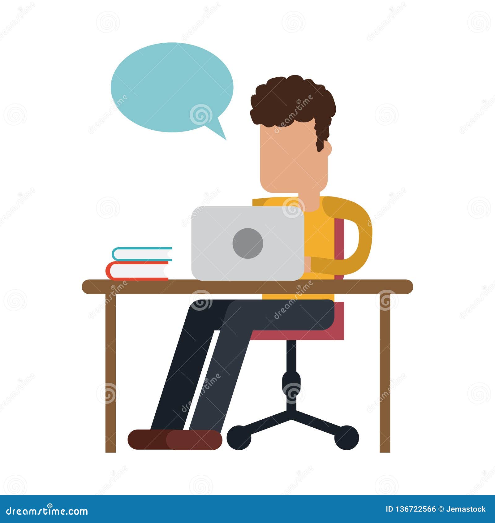 Working with Computer Avatar Stock Vector - Illustration of center ...