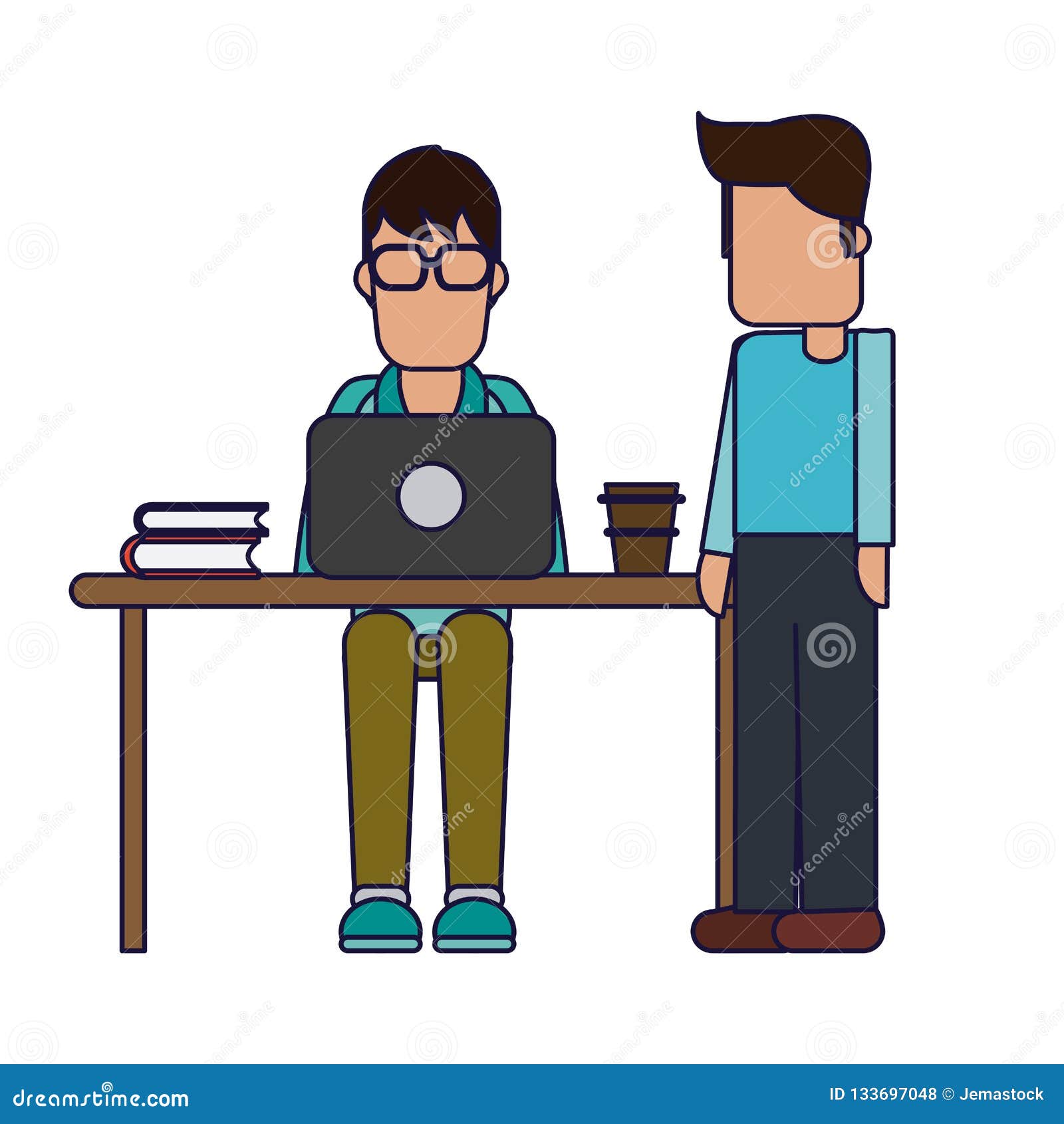 Working with Computer Avatar Stock Vector - Illustration of ...