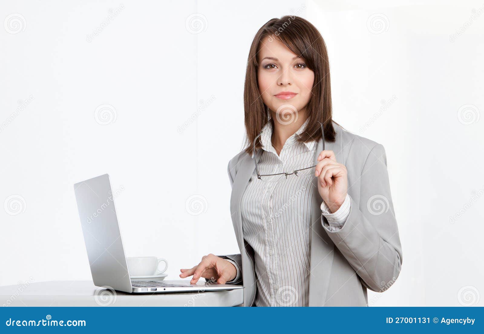 Working on the Computer Business Woman at the Offi Stock Image - Image ...
