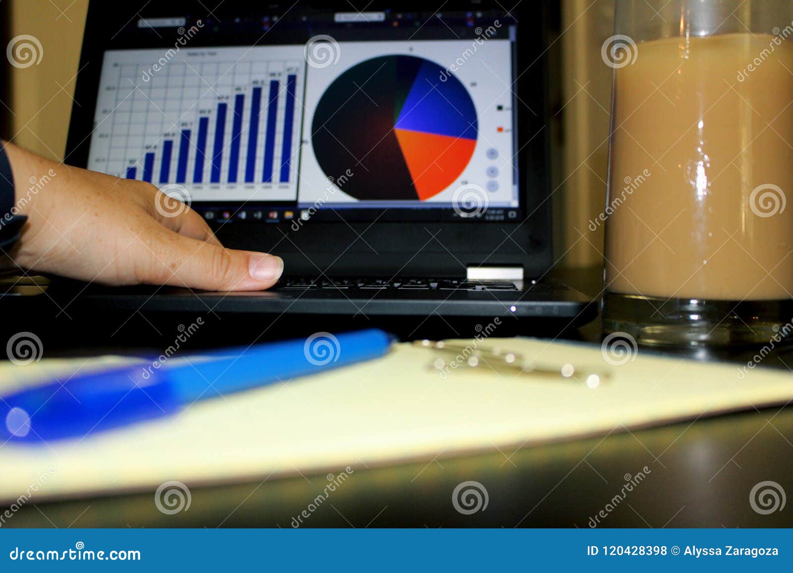 Working on Computer with Coffee Stock Photo - Image of business ...