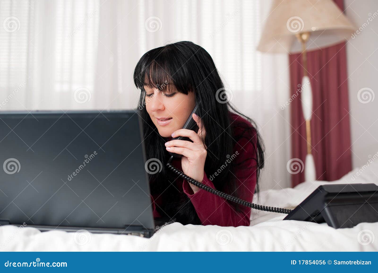 Working on the Computer at Home Stock Photo - Image of attractive ...
