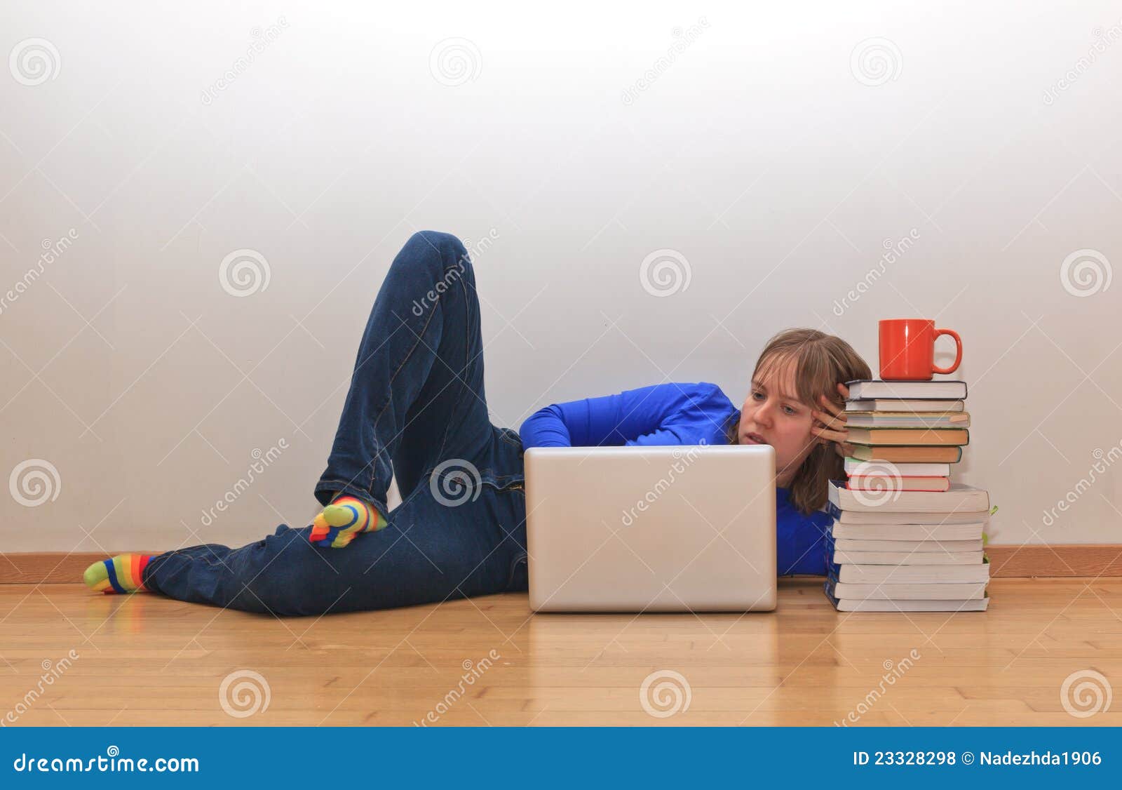 Working with Computer at Home Stock Photo - Image of holding, lady ...