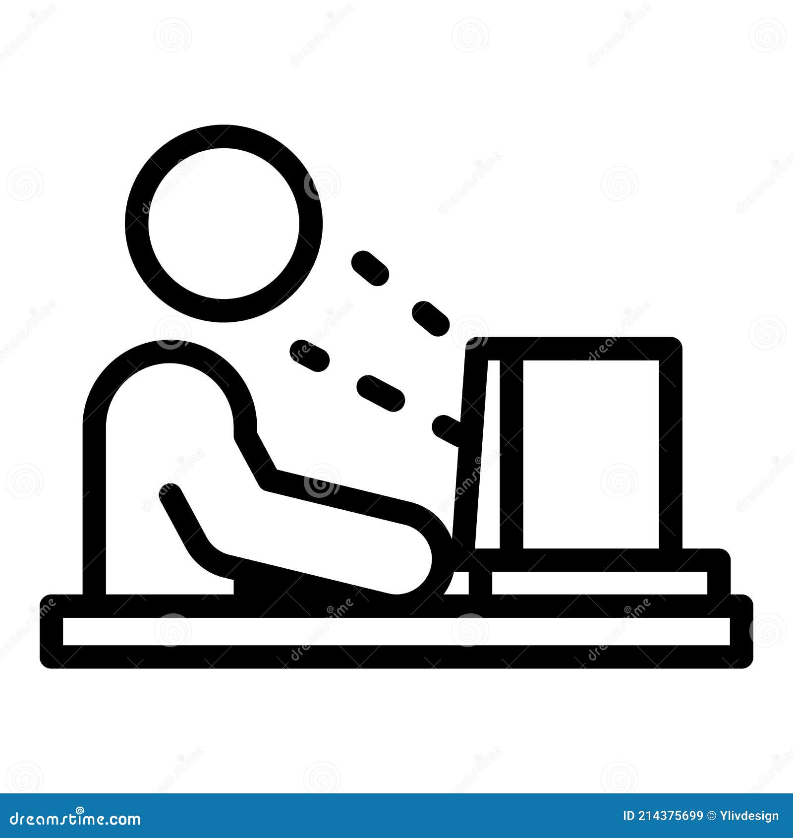 Working Computer Icon, Outline Style Stock Vector - Illustration of ...