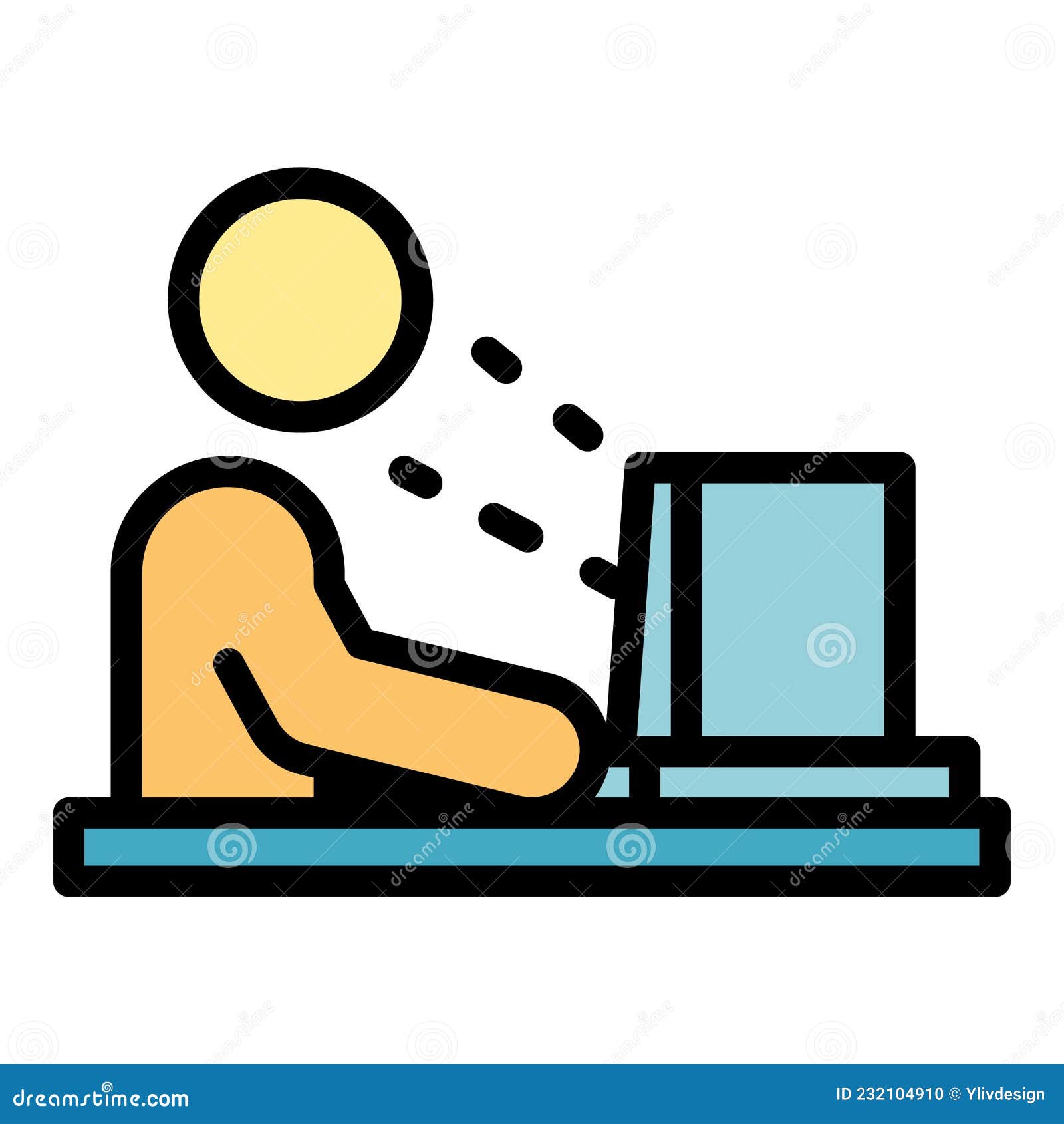 Working Computer Icon Color Outline Vector Stock Illustration ...