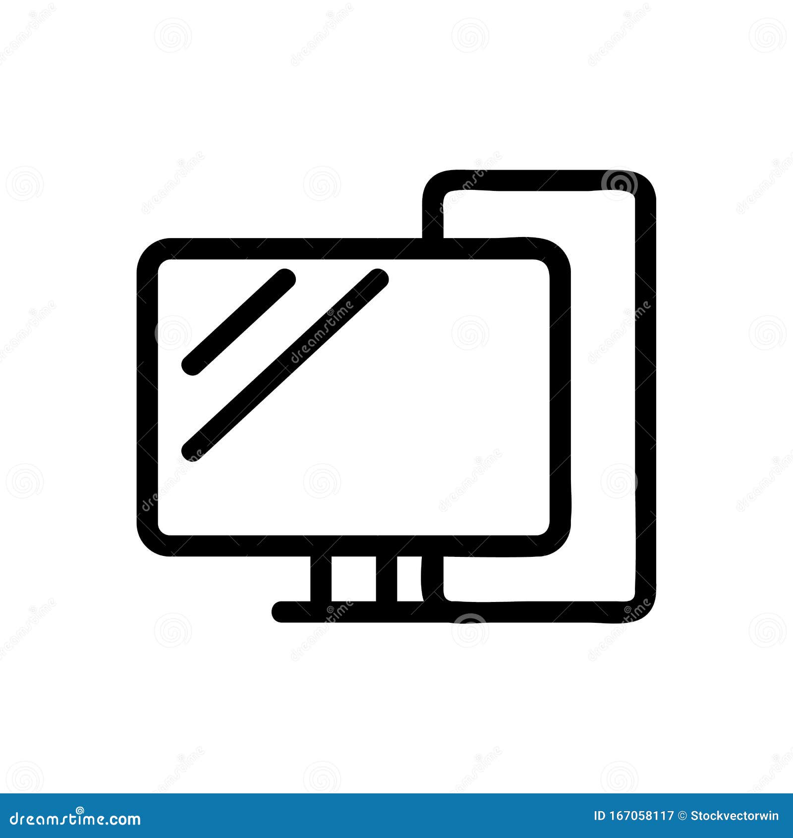 Working Computer Icon Vector. Isolated Contour Symbol Illustration ...