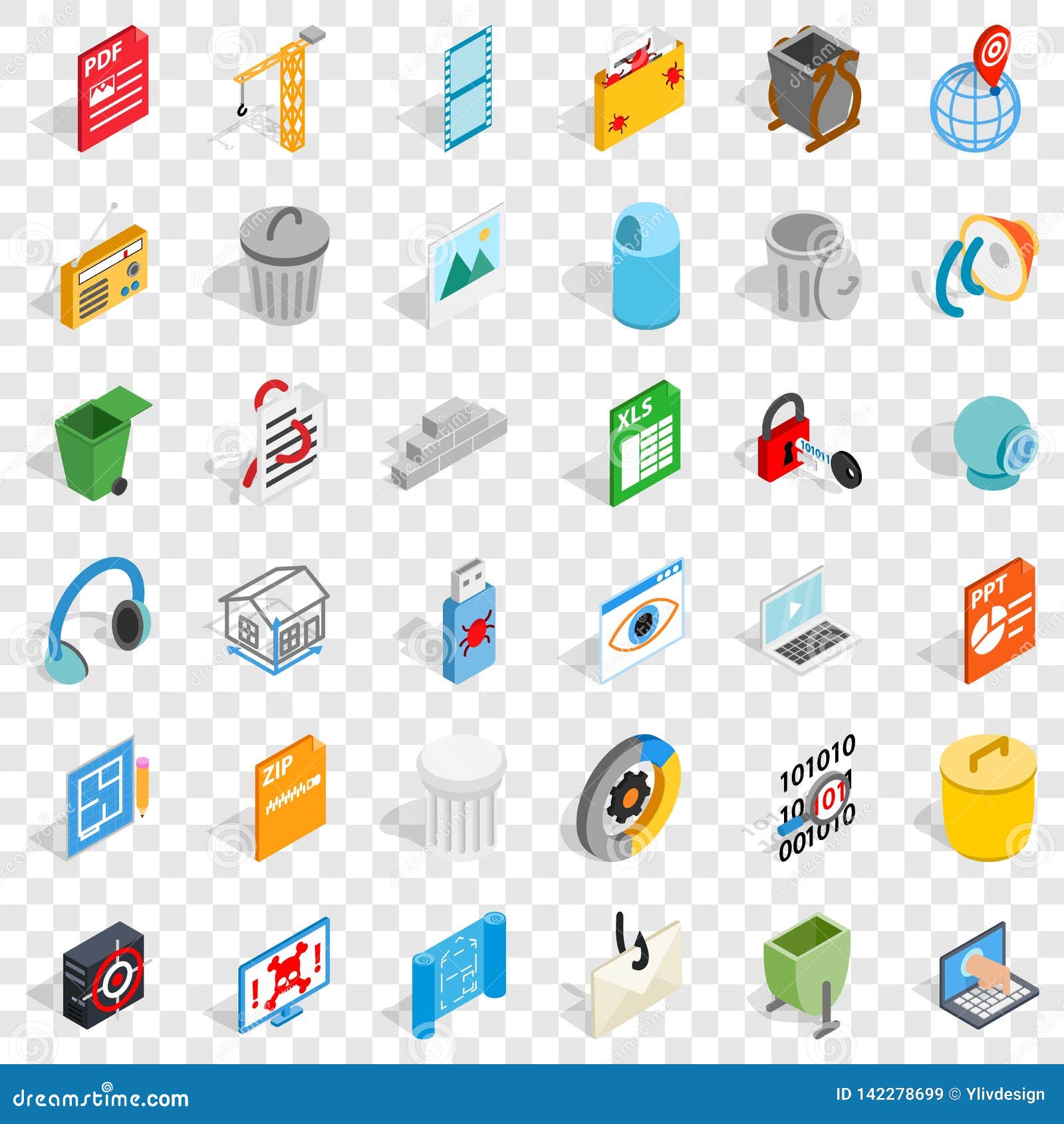 Working Computer Icons Set, Isometric Style Stock Vector - Illustration ...