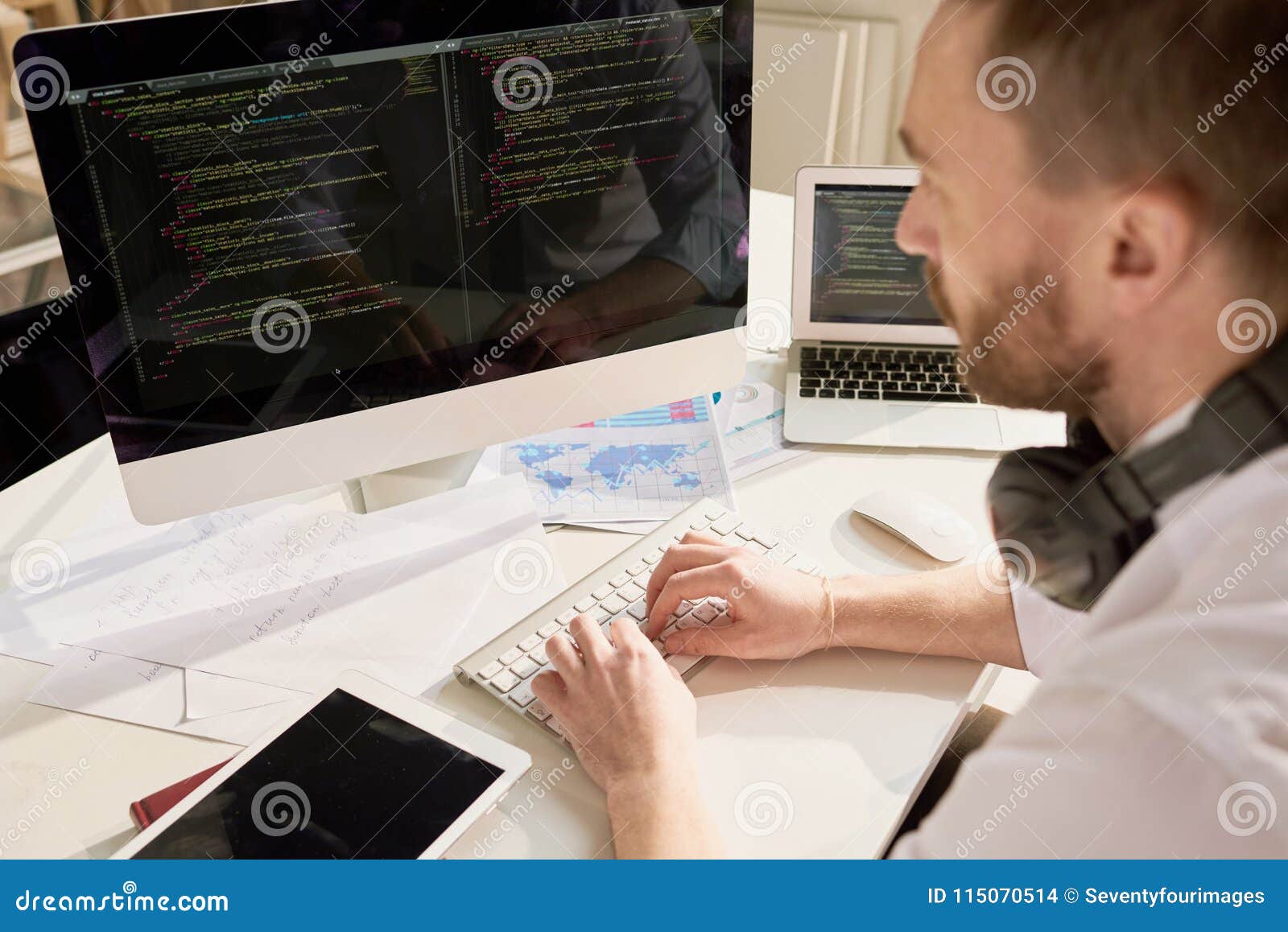 Working with Computer Language Stock Photo - Image of programmer ...