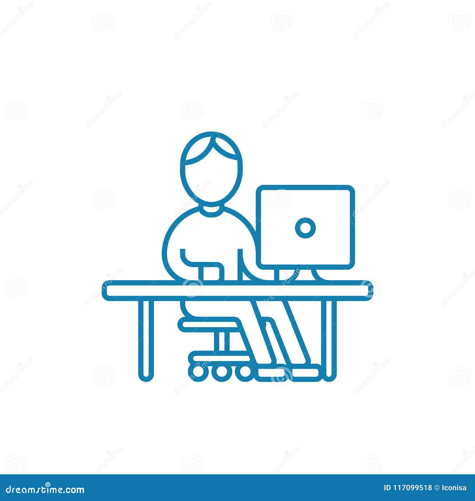 Working at the Computer Linear Icon Concept. Working at the Computer ...