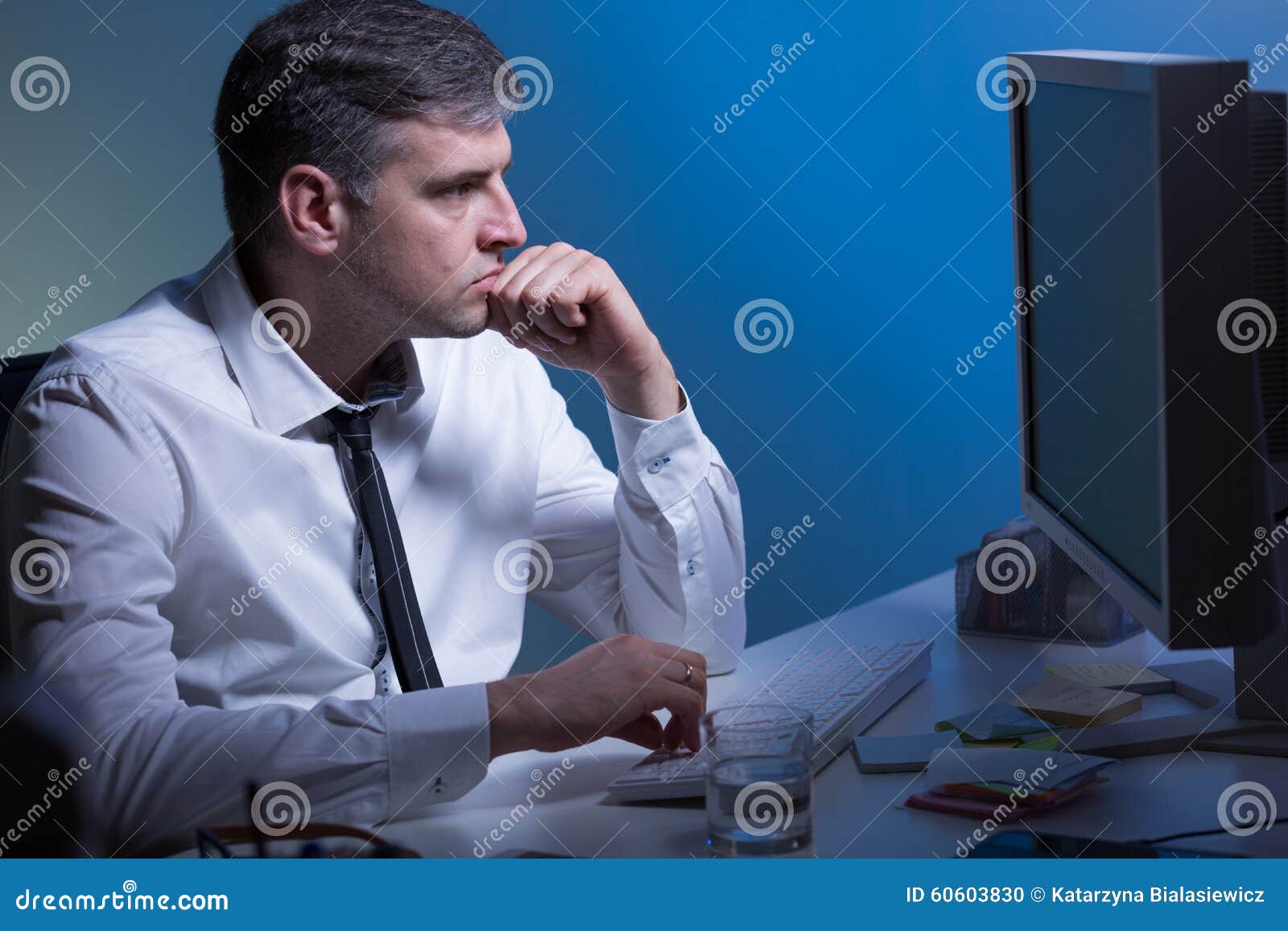 Working on computer stock photo. Image of idea, thoughtful - 60603830