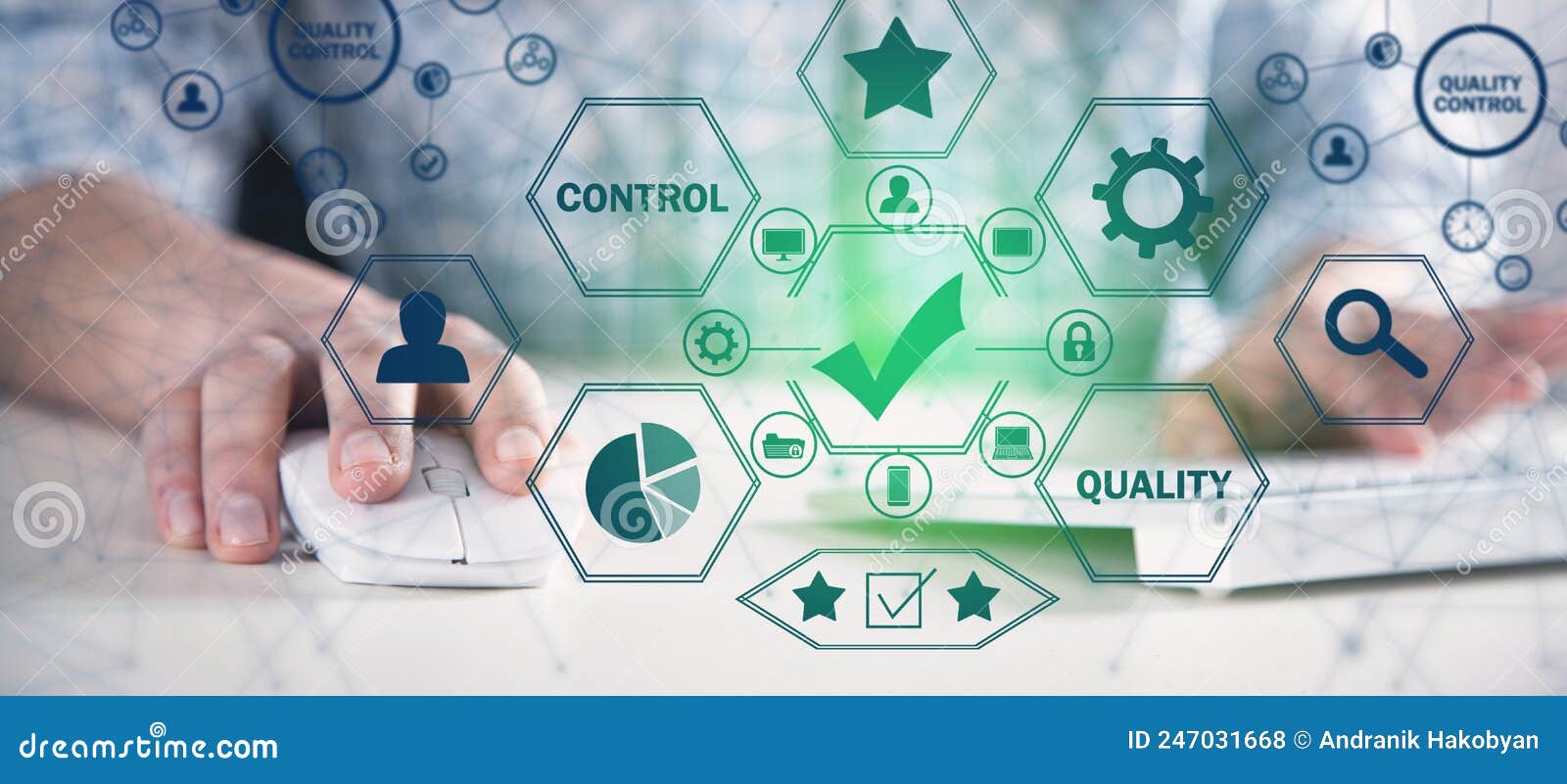 Working on Computer. Quality Control, Guarantee, Standards Stock Photo ...