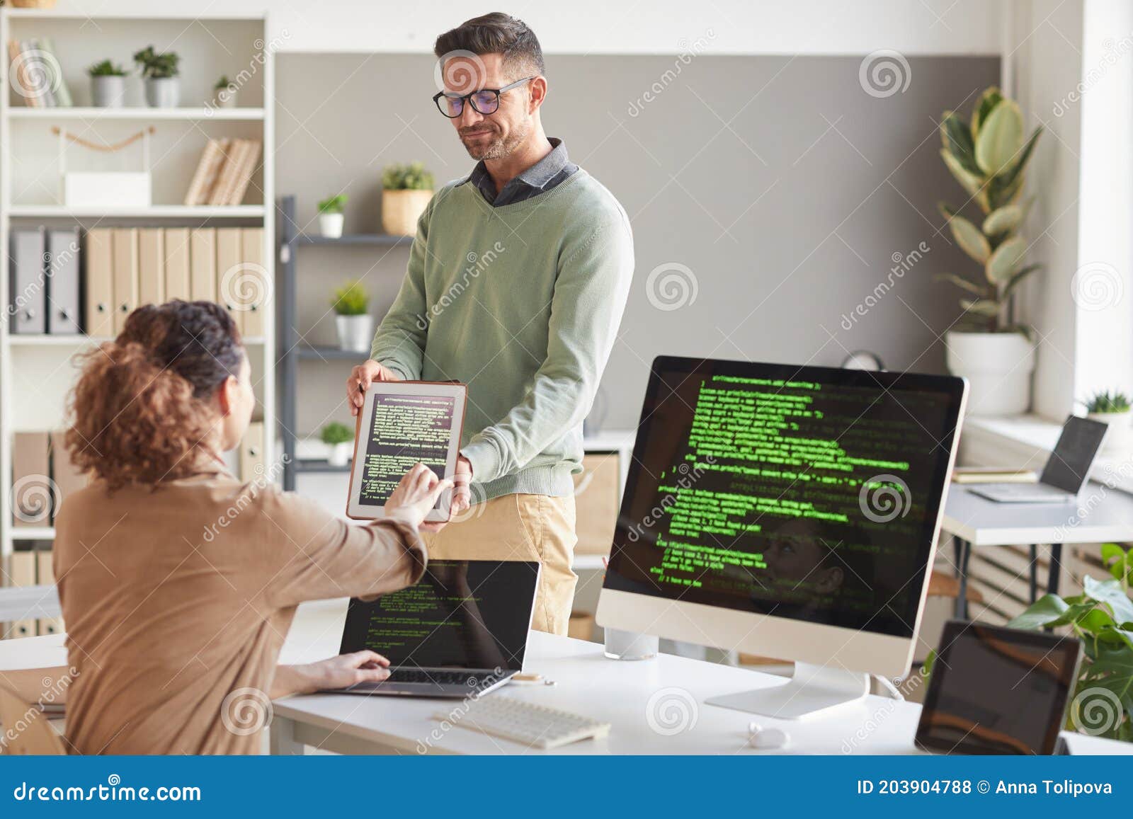 Working with Computer System Stock Photo - Image of software, smiling ...