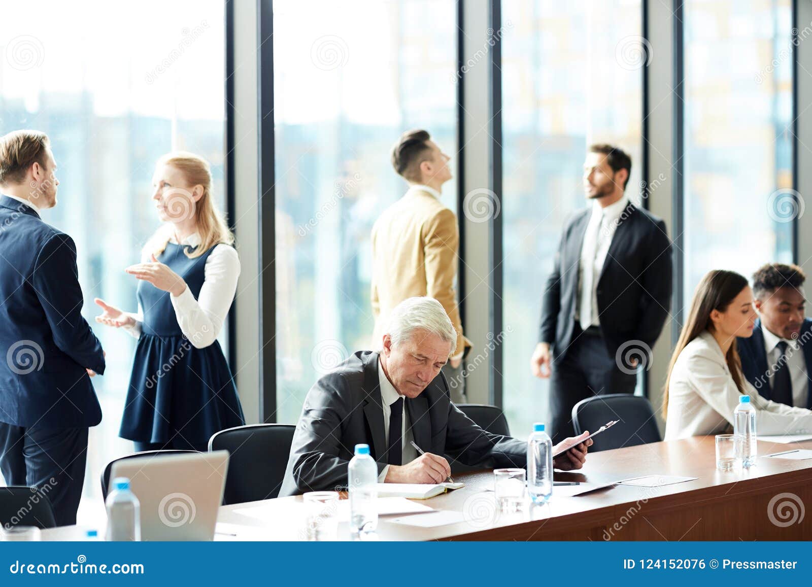 Working in conference-hall stock photo. Image of adult - 124152076