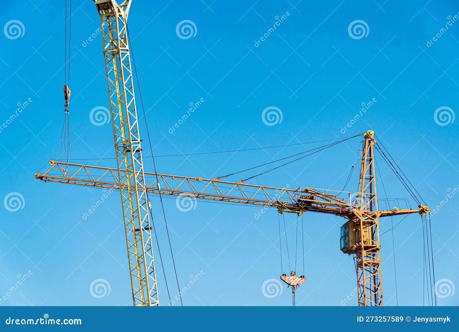 Working Construction Crane. Two Construction Cranes Stock Image - Image ...