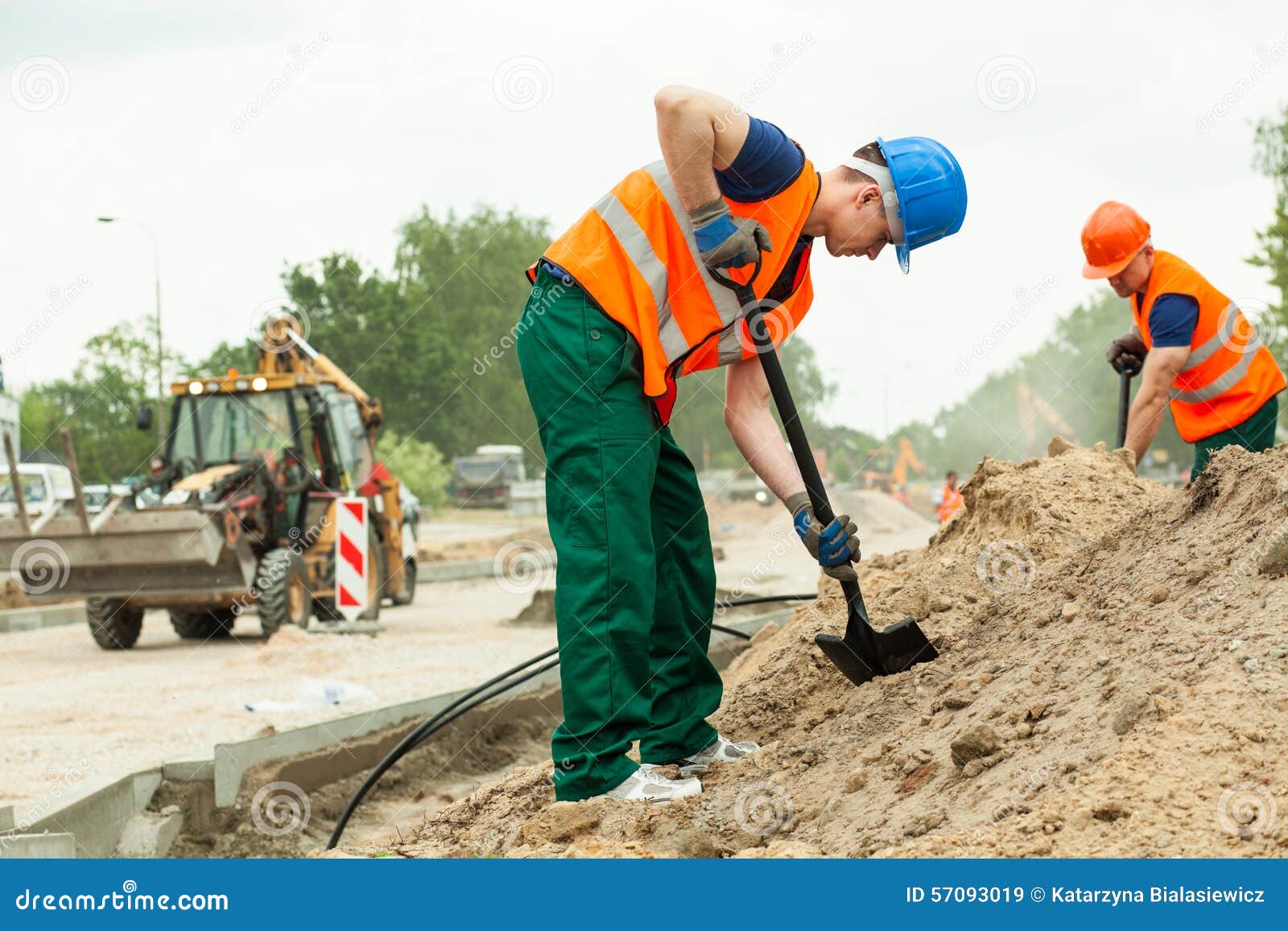 Working at Construction Site Stock Image - Image of caucasian, spade ...