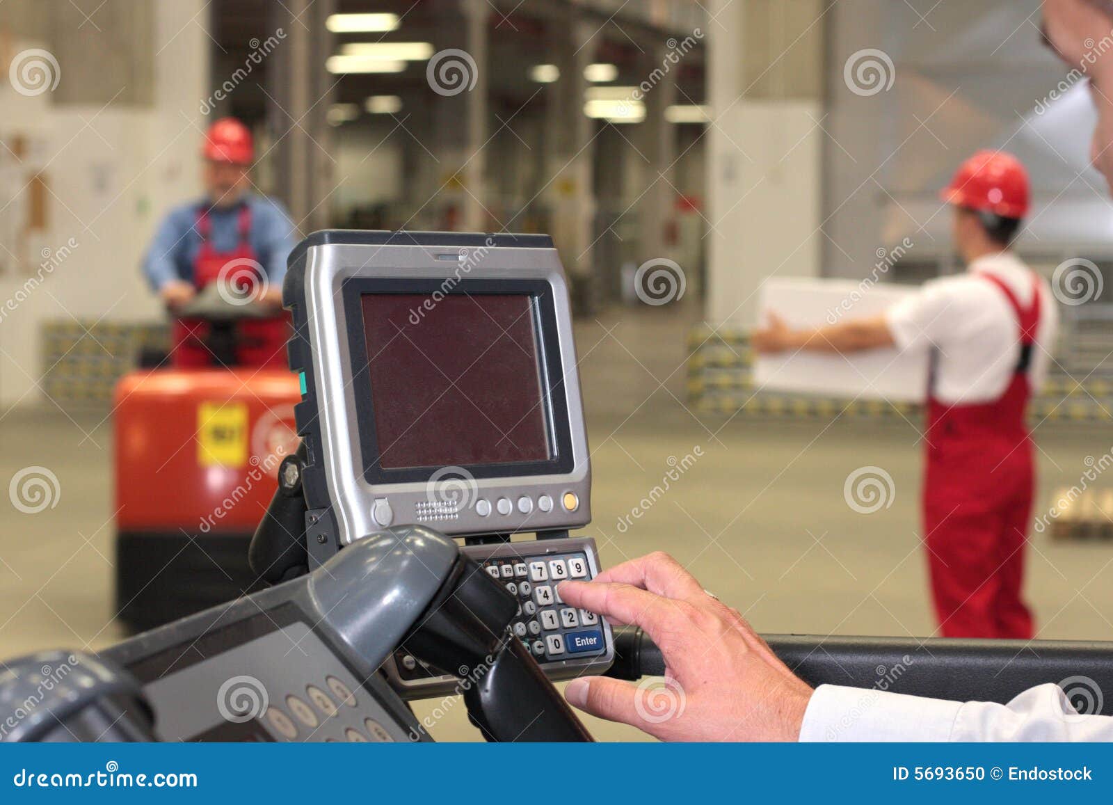 Working with Control Panel in Warehouse - Close Stock Photo - Image of ...