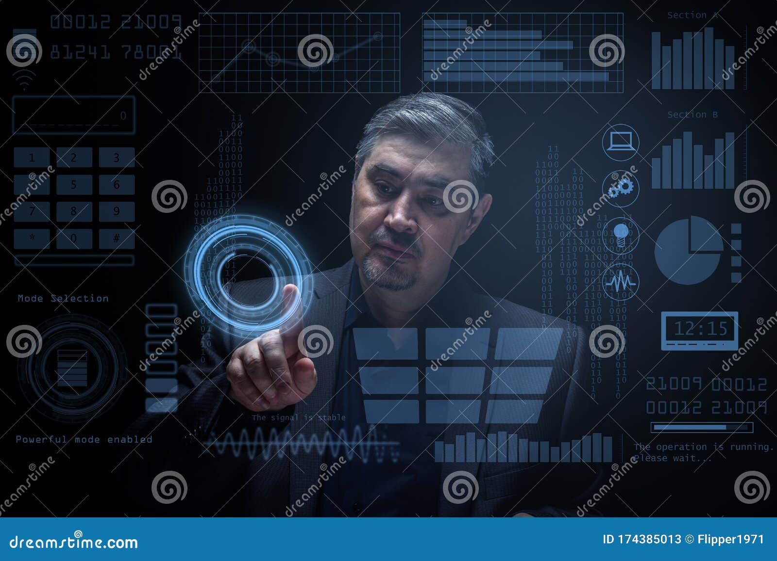 Working with a Convenient Virtual Interface Stock Image - Image of data ...