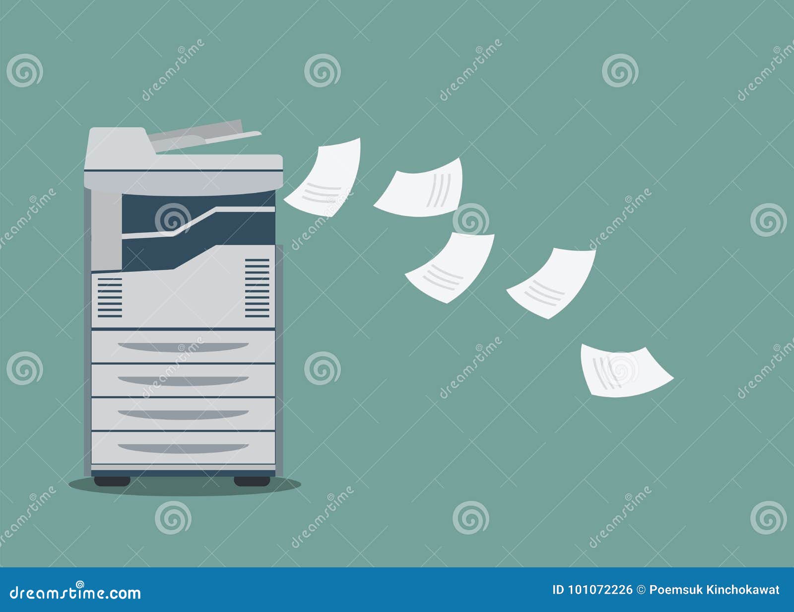 Working Copier Printer with Paper Document . Stock Vector ...