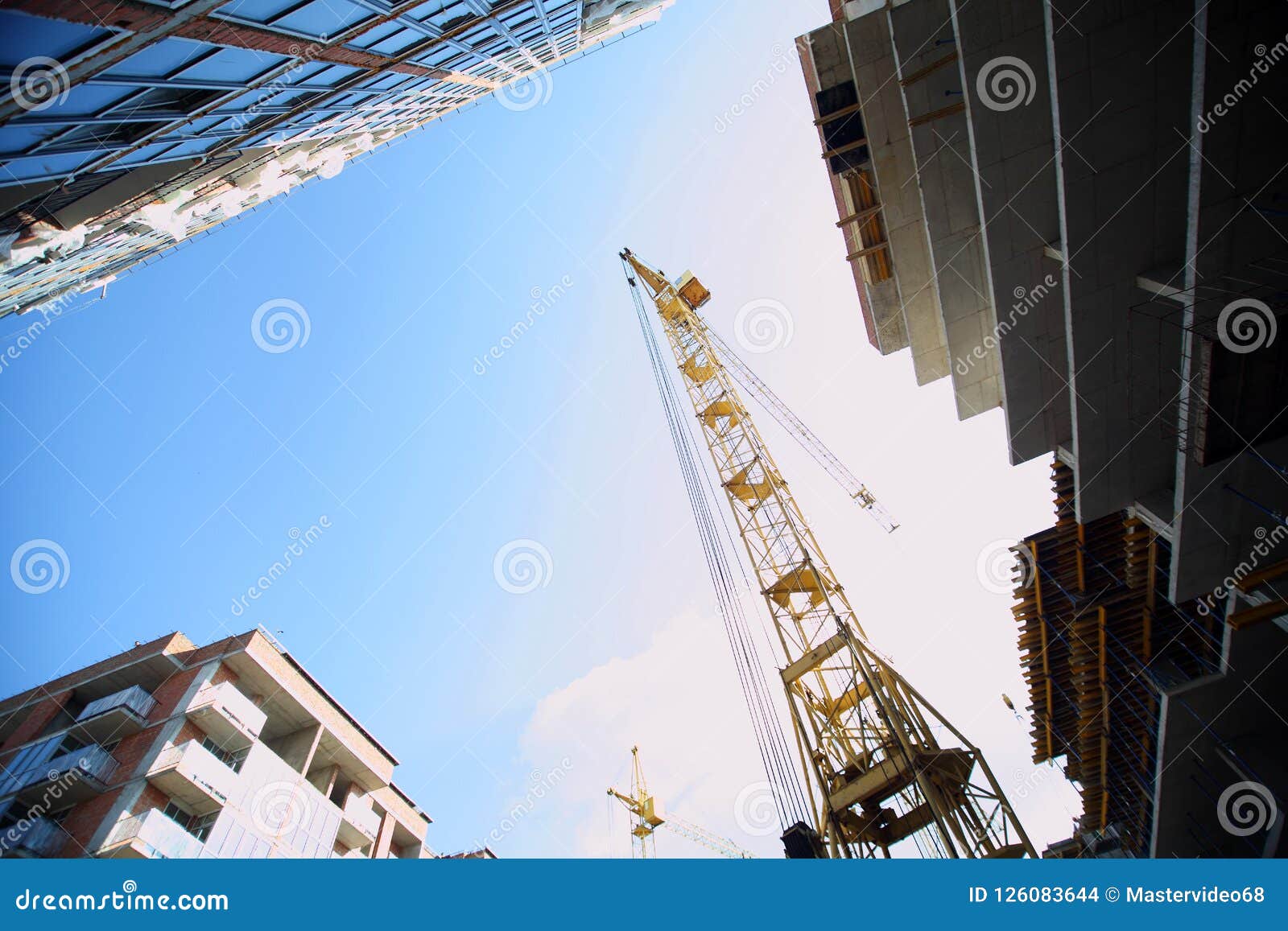 Working Crane on the Construction of the House. Stock Photo - Image of ...