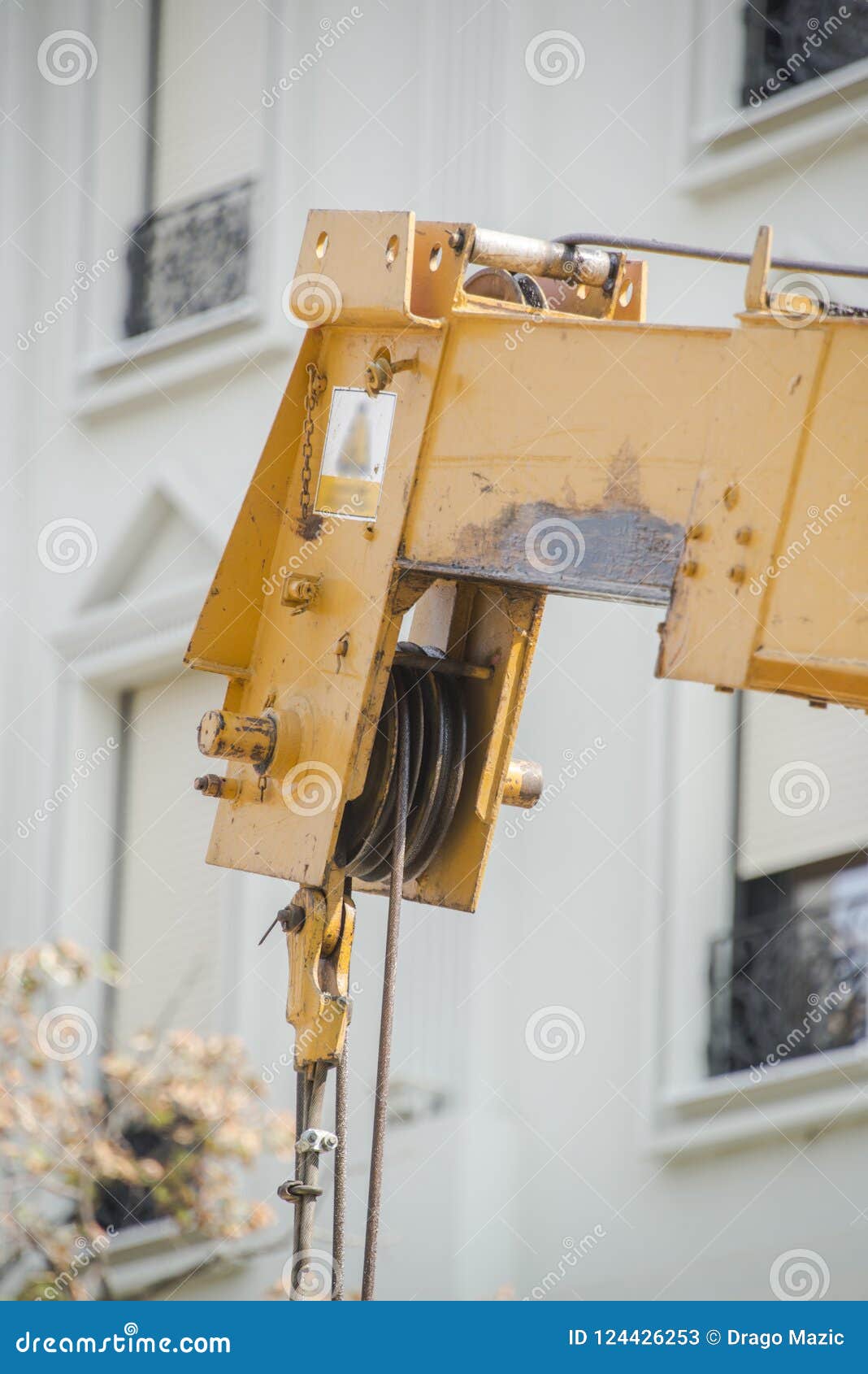Working with a Crane and Lifting Pipes on the Building Stock Image ...