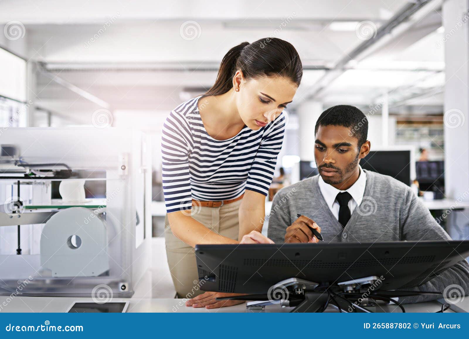 Working on 3d Design. Two Colleagues Talking Together Over a ...