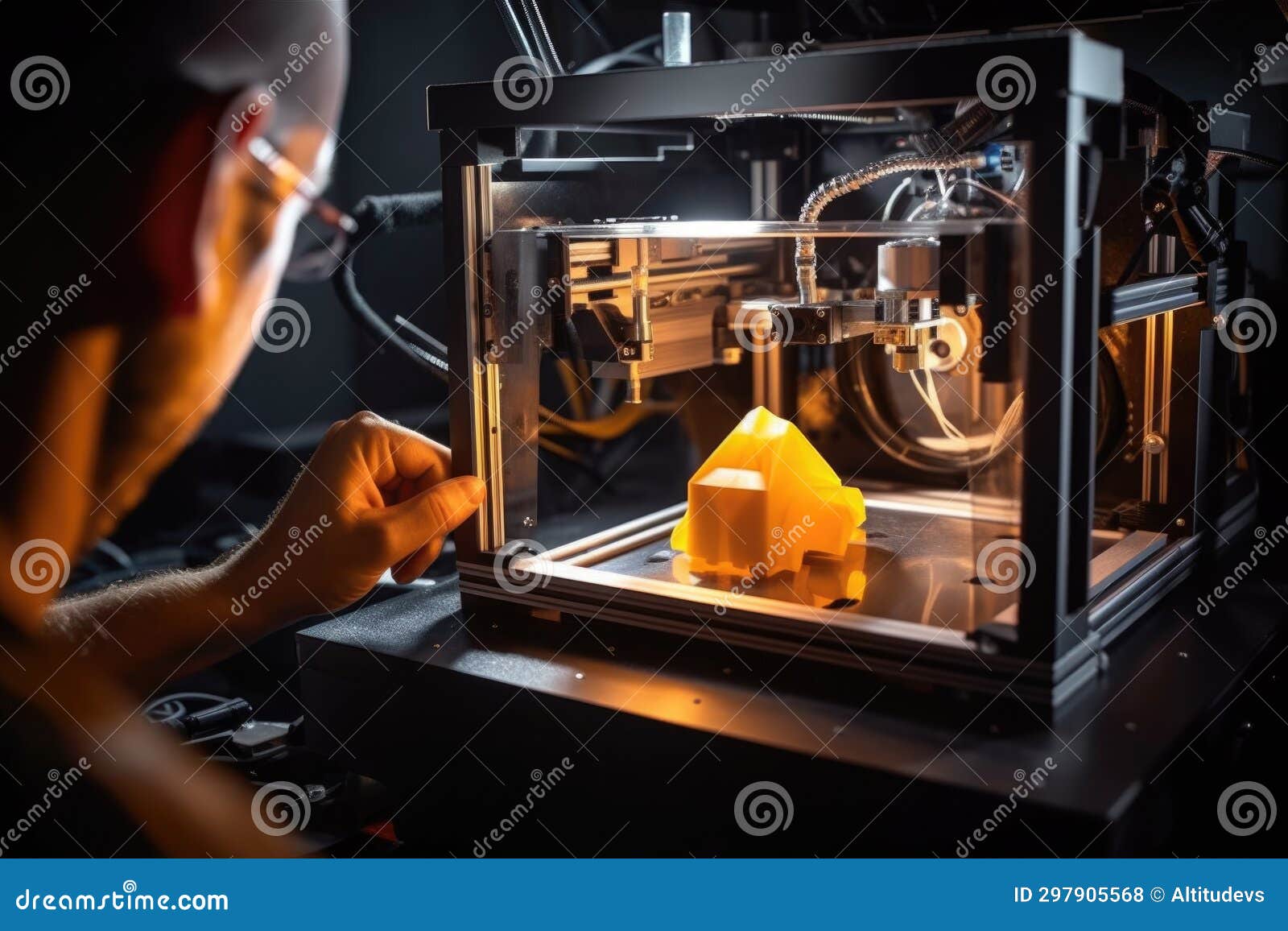 Working 3d Printer with a Half-finished Model Stock Photo - Image of ...