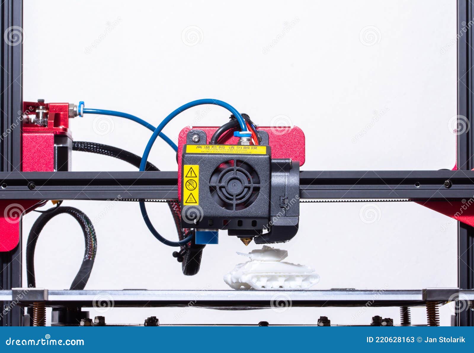 Working 3d Printer. Printhead with Hotend and Fan Close-up. Isolated on ...