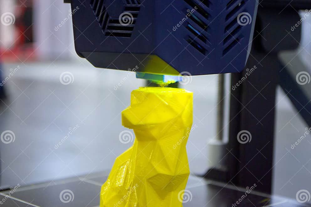 Working 3D Printer Printing Plastic Object. Printing Model from Molten ...
