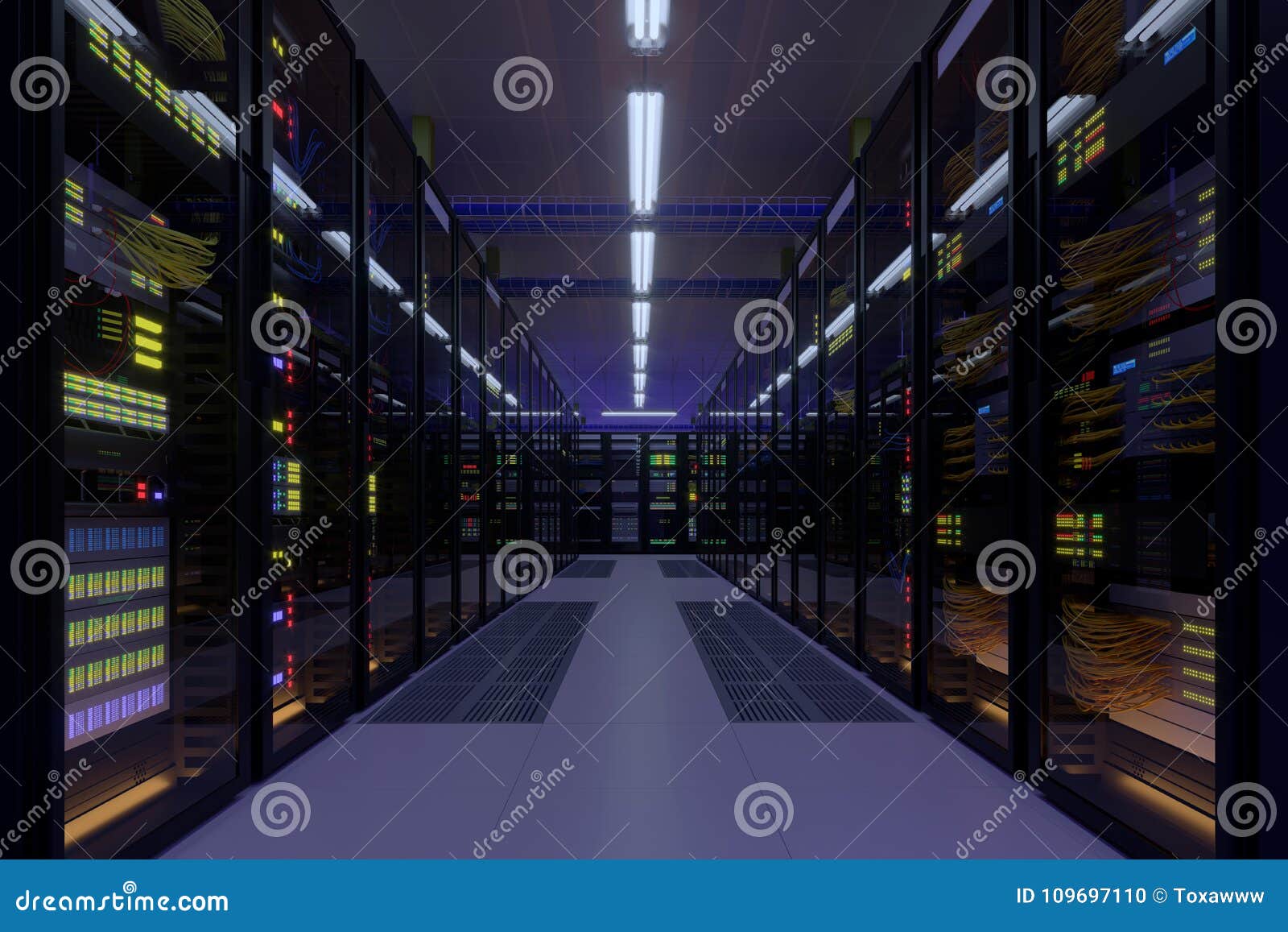 Working Data Center Interior. Stock Photo - Image of equipment, cloud ...