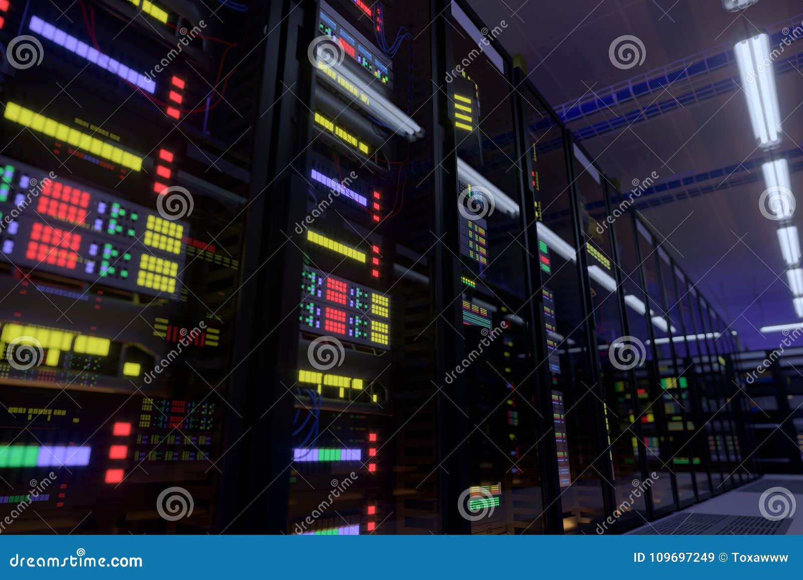 Working Data Center Interior. Stock Image - Image of interior, hosting ...