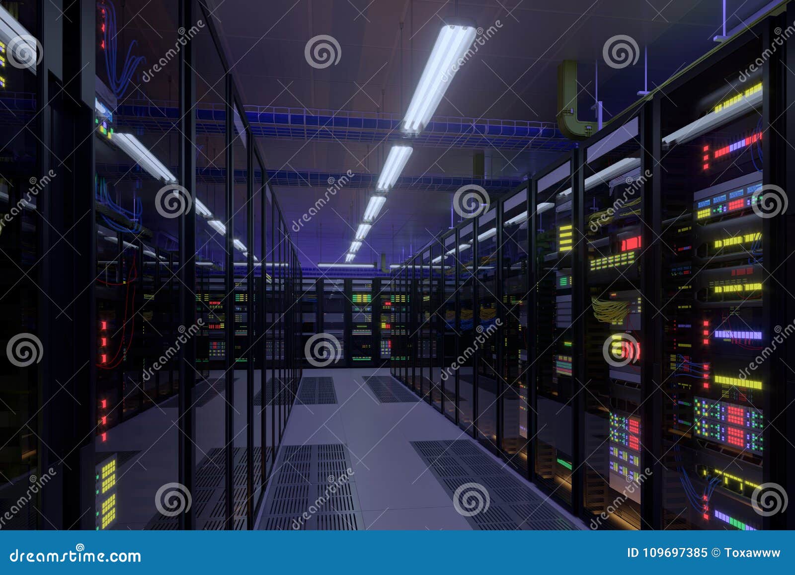 Working Data Center Interior. Stock Image - Image of center, internet ...
