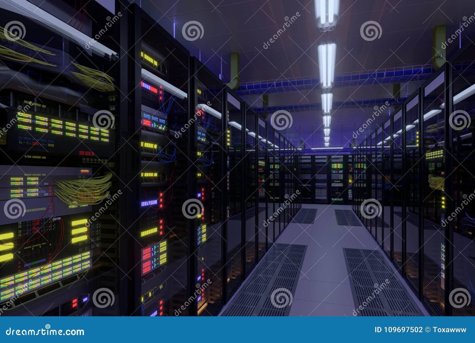Working Data Center Interior. Stock Photo - Image of artifical ...