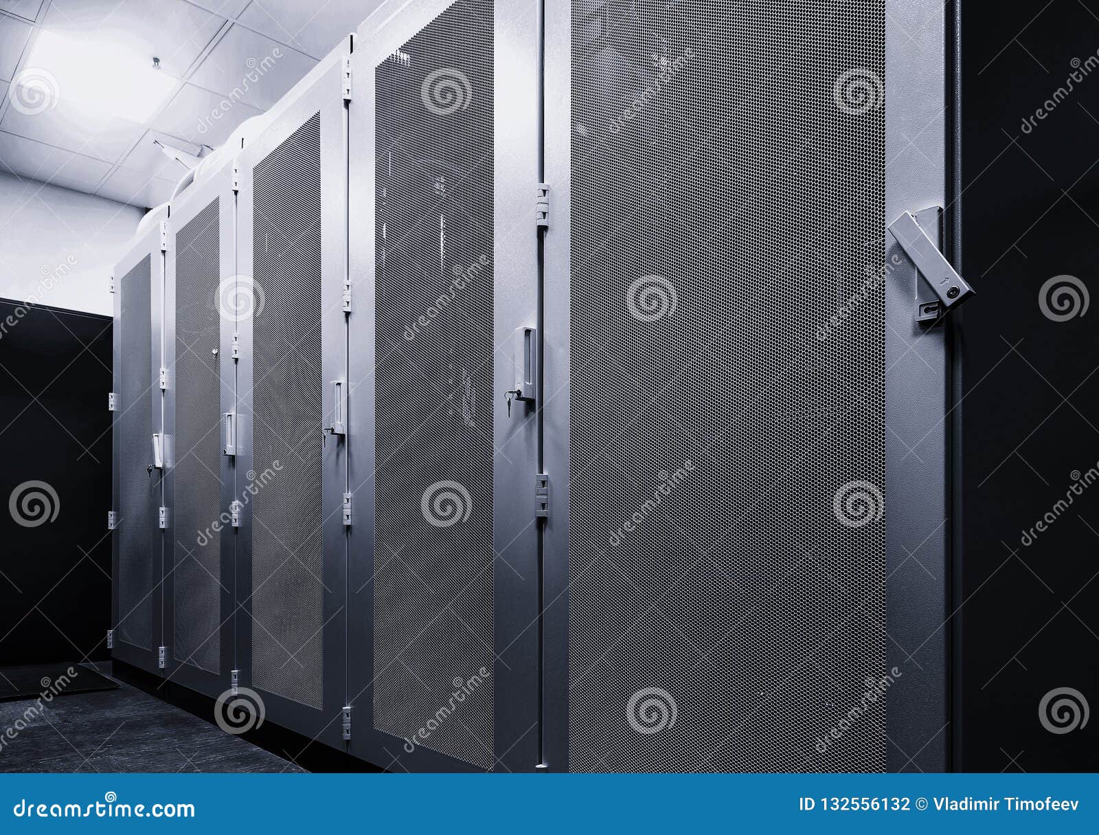 Working Data Center Interior. Concept of Hosting, Computer Cluster ...