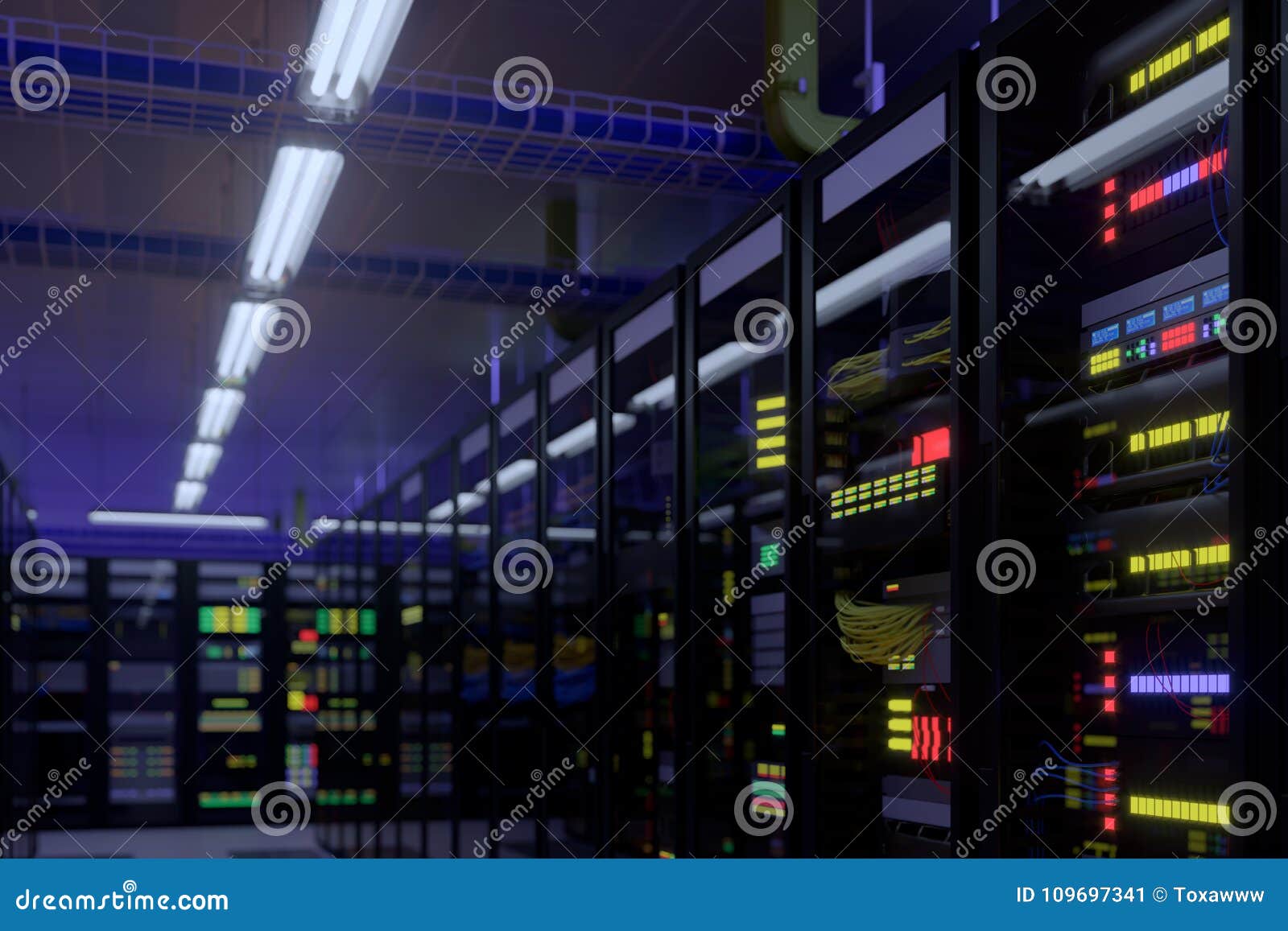 Working Data Center Interior. Stock Image - Image of interior, rack ...