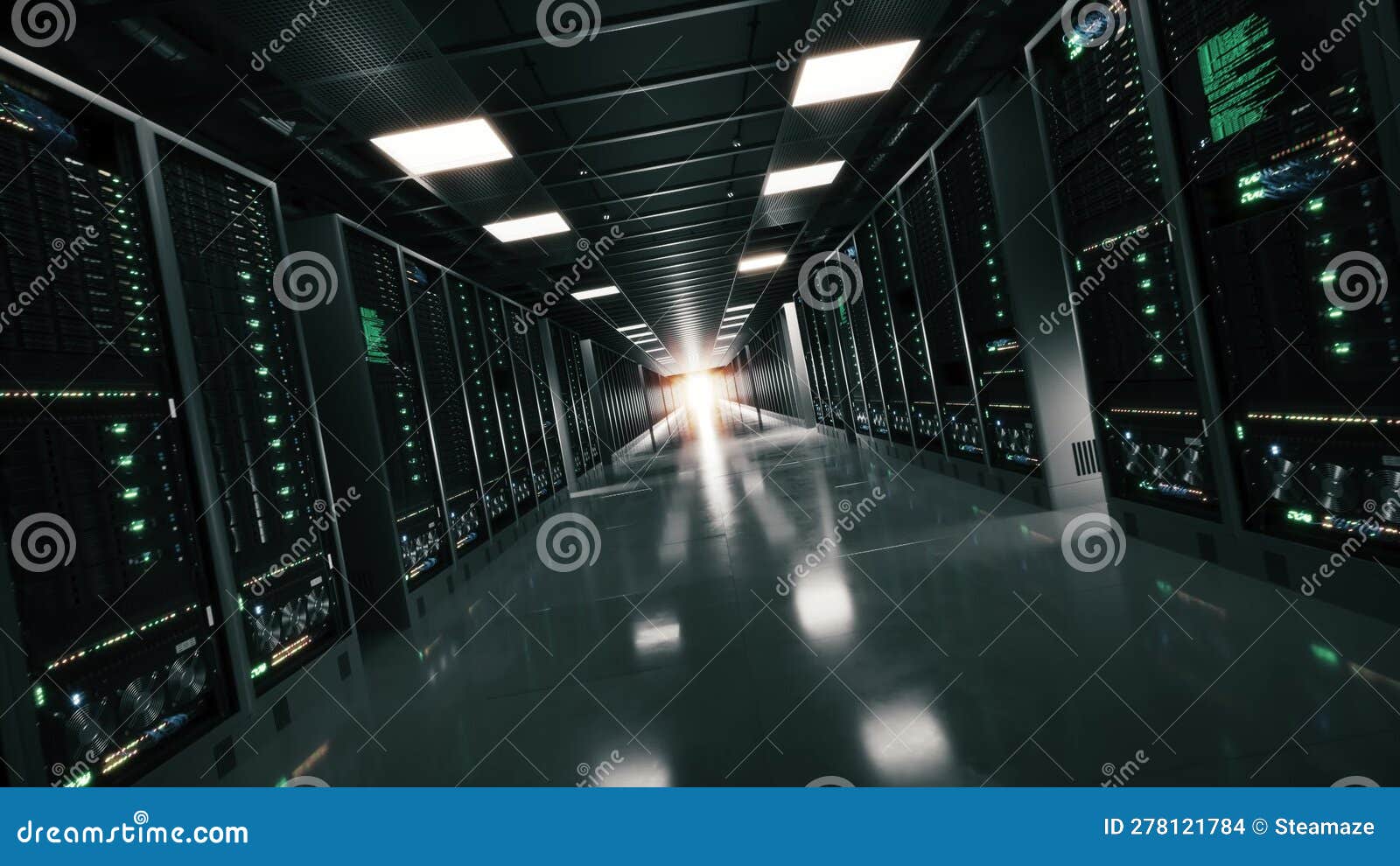 Servers Racks Walkthrough in Modern Data Center Stock Footage - Video ...