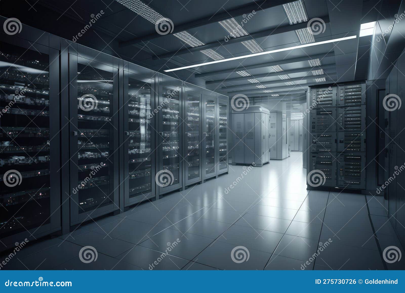Working Data Centre with Rows of Rack Servers, Server Room, Big Data ...