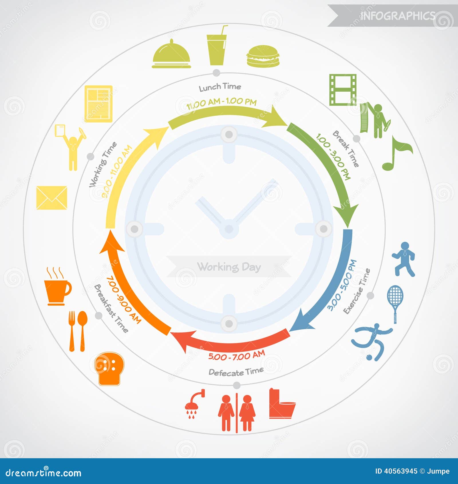 Working day infographics stock vector. Illustration of commercial ...