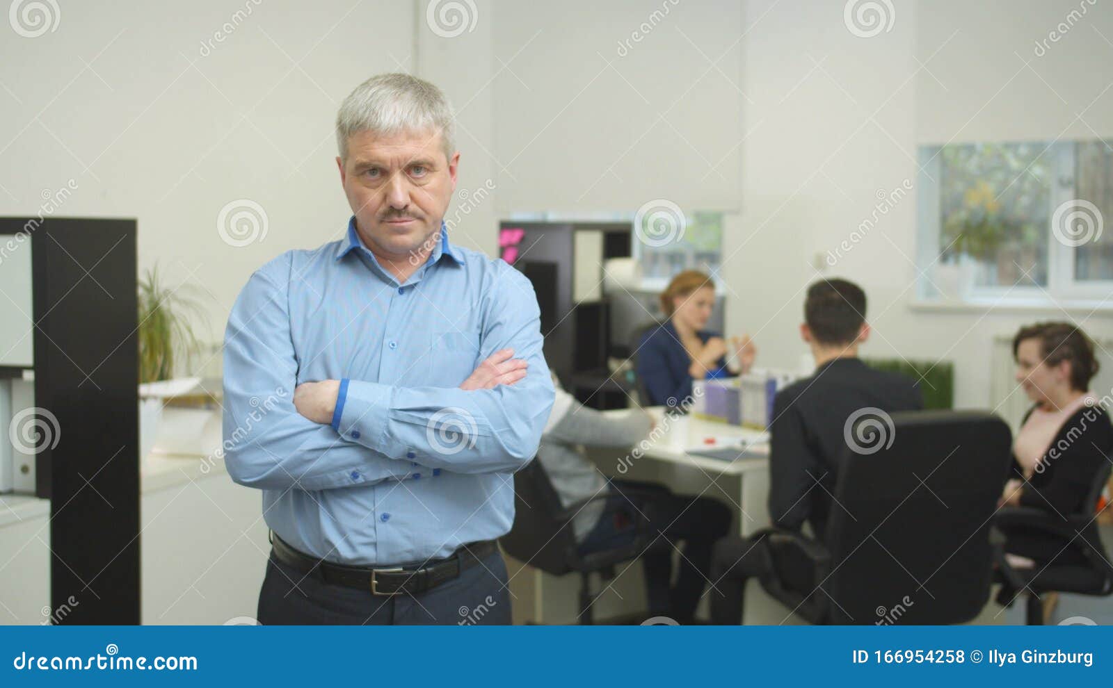 Working Day in the Office, Unkind Man Stand and Look at Camera Stock ...