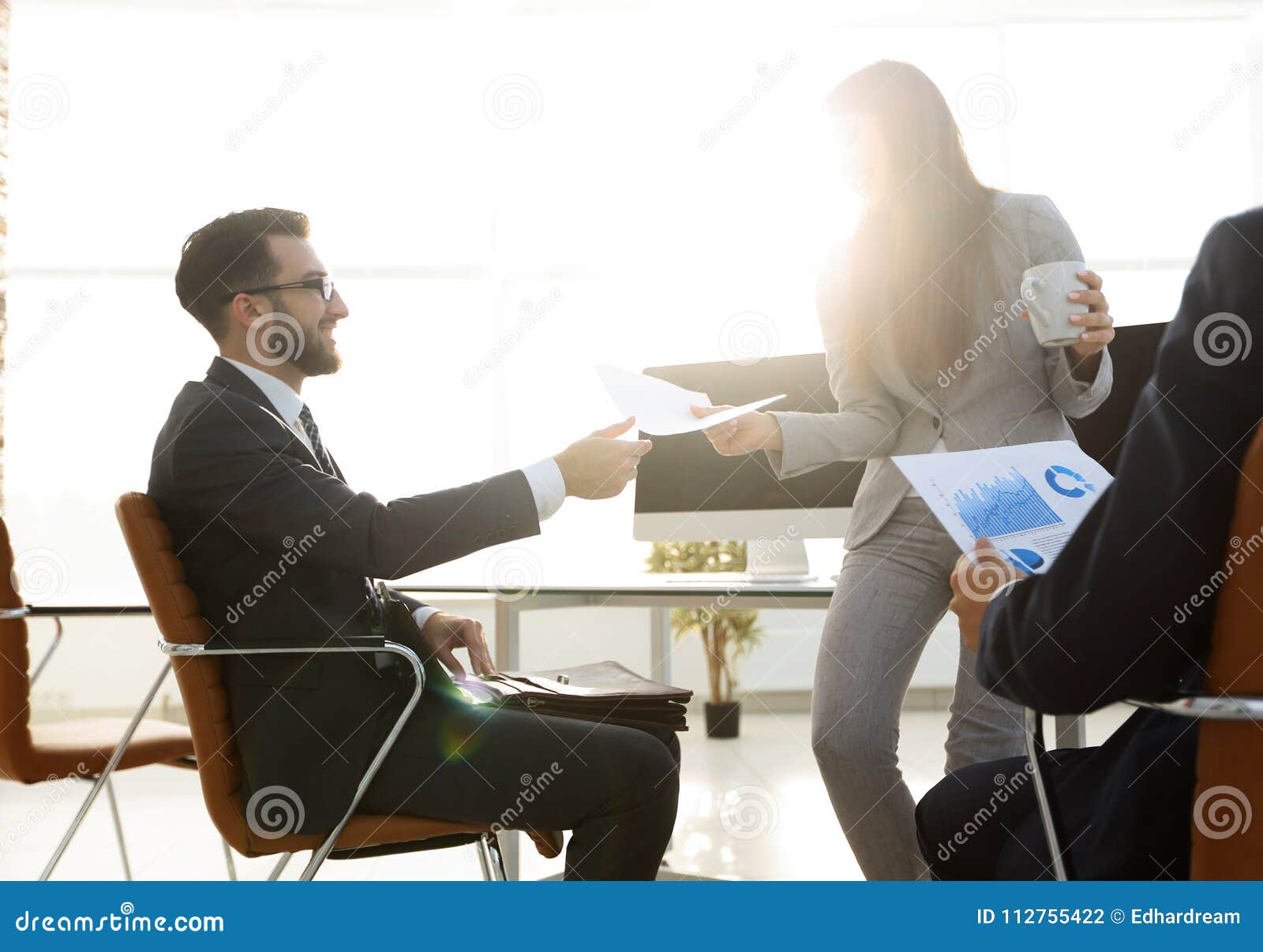 Working day in the office. stock photo. Image of colleague - 112755422