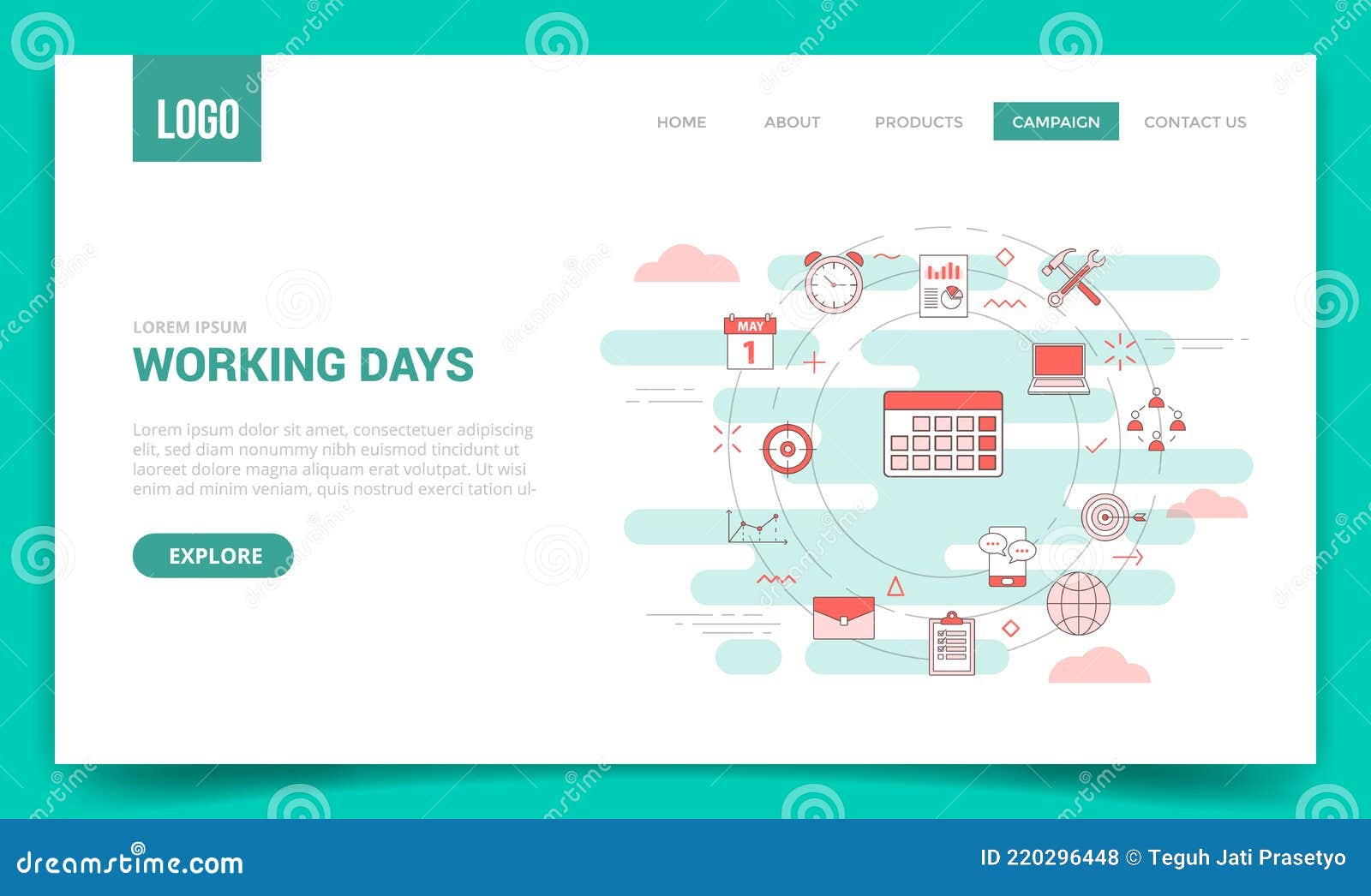 Working Days Concept with Circle Icon for Website Template or Landing ...