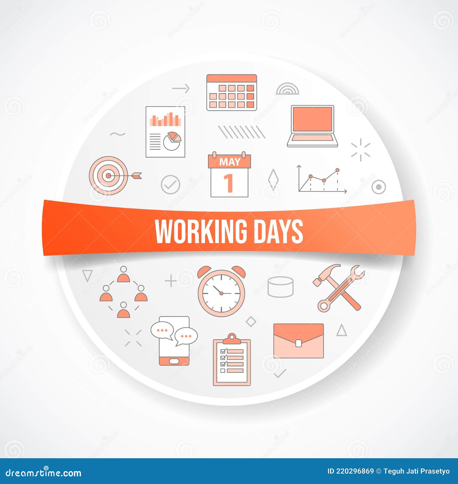 Working Days Concept with Icon Concept with Round or Circle Shape Stock ...