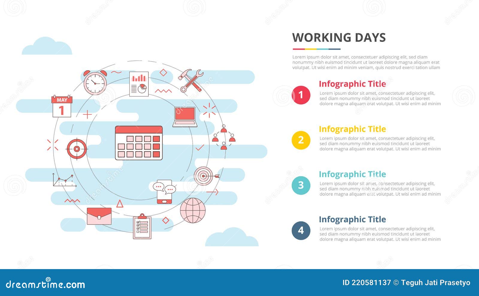 Working Days Concept for Infographic Template Banner with Four Point ...