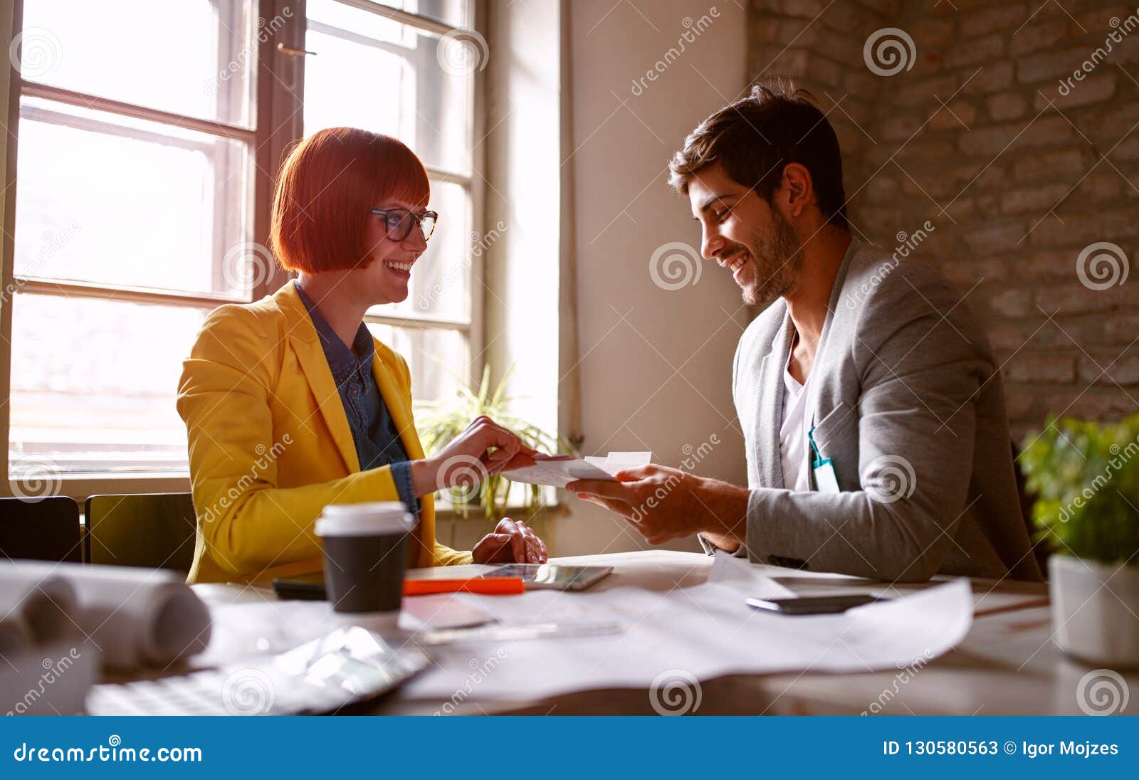 Working on Design- Designer Couple Student Working at Project Stock ...