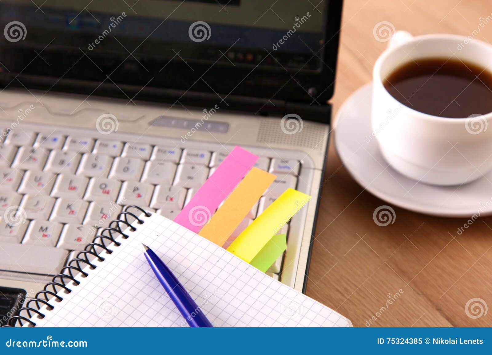 Working Desk with a Computer and Paperwork Stock Image - Image of imac ...