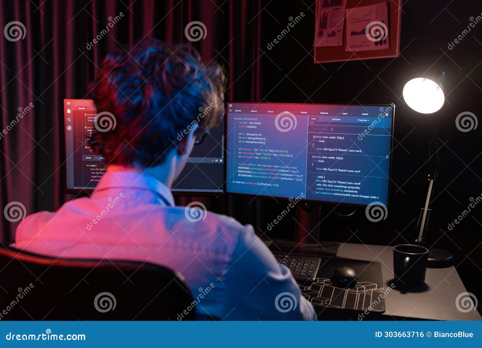 It Developer Creating Online Software Information Coding on Pc Screen. Gusher. Stock Photo ...