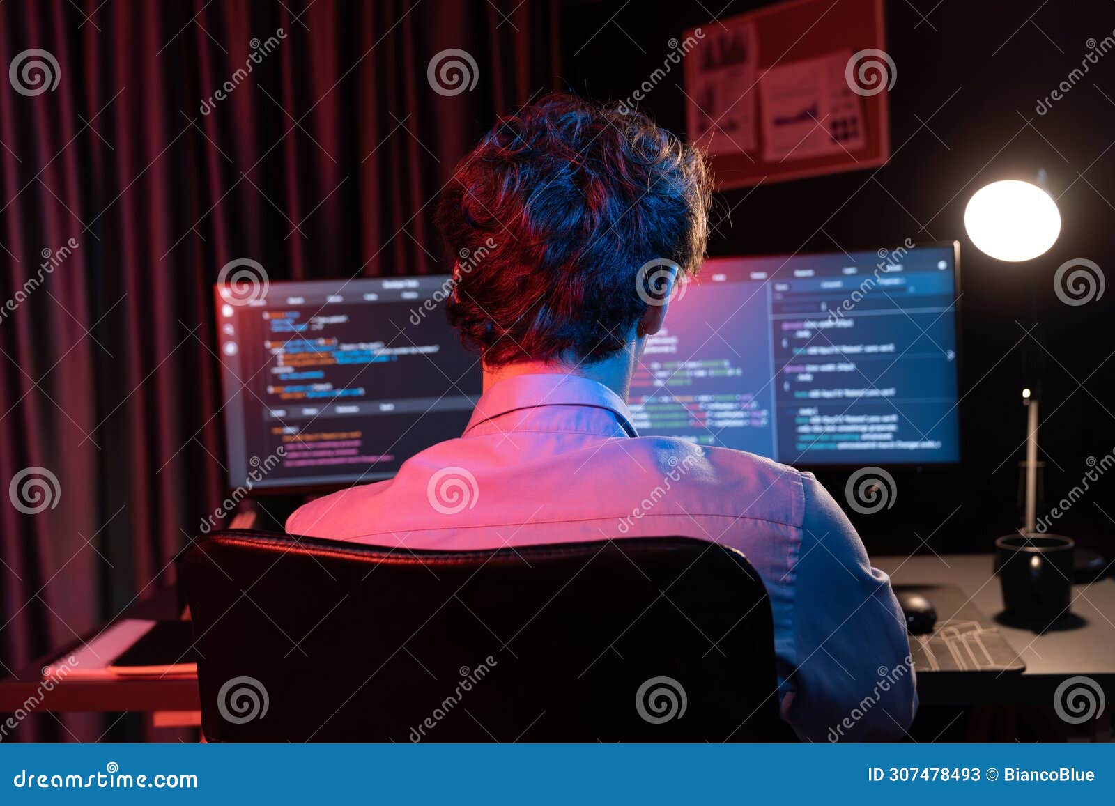 It Developer Creating Online Software Information Coding on Pc Screen. Gusher. Stock Image ...