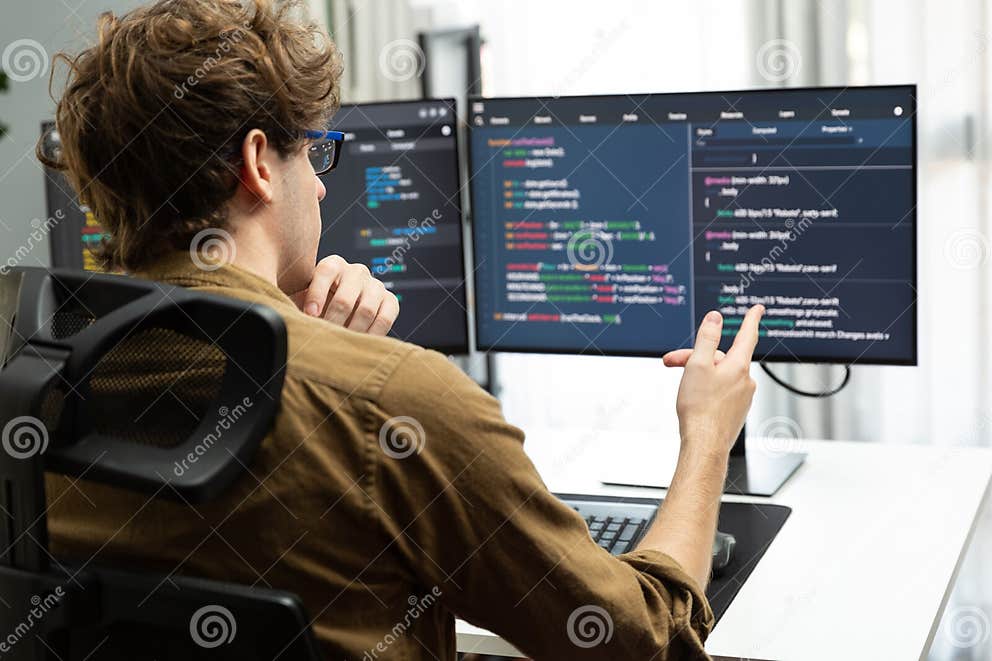 It Developer with Stressful Overworked in Creating Online Software Code ...