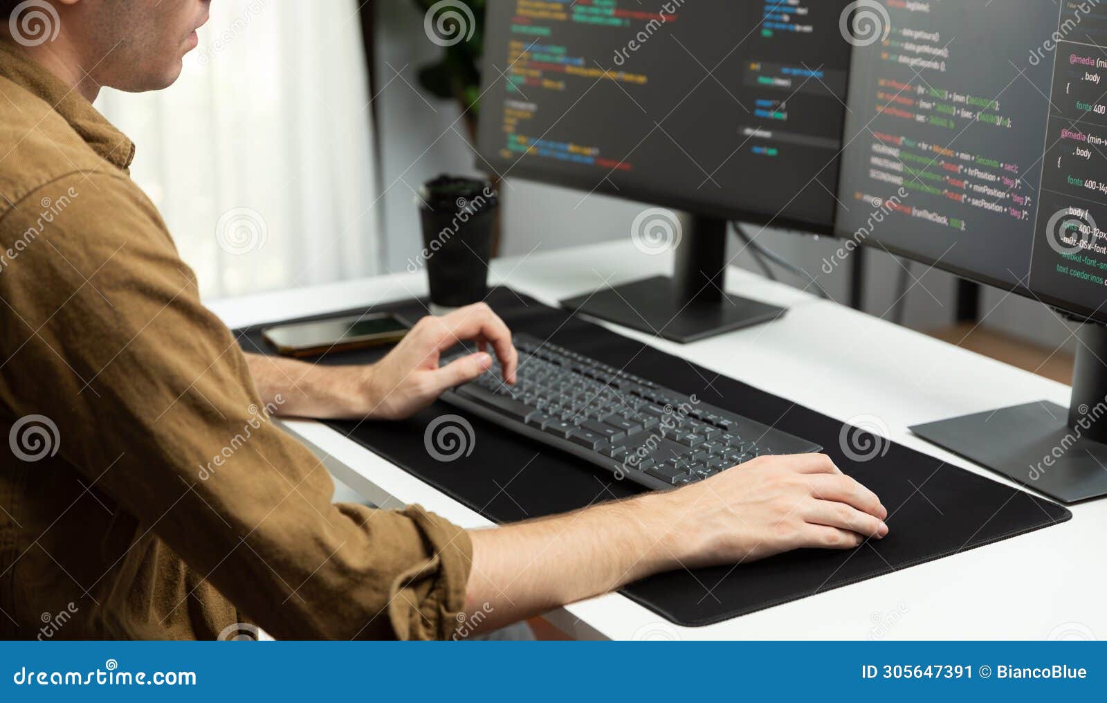 It Developer with Stressful Overworked in Creating Online Software Code. Gusher. Stock Image ...