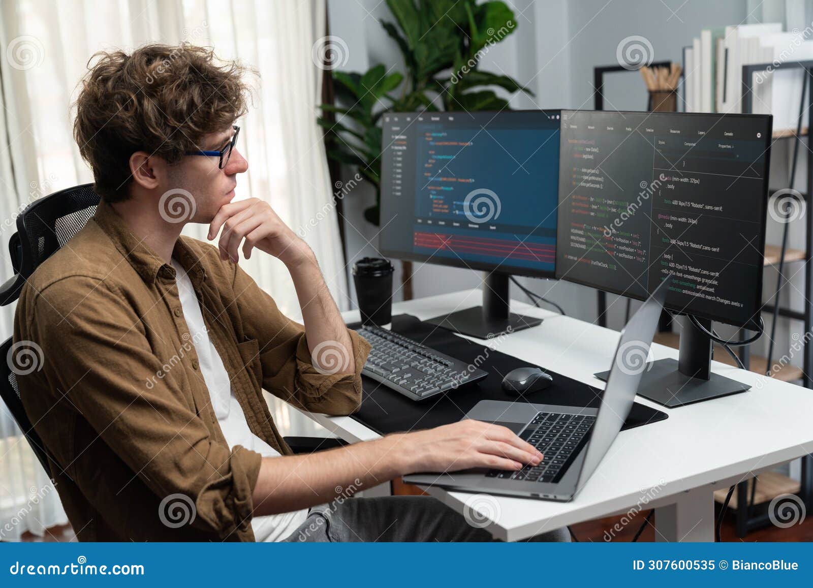 It Developer with Stressful Overworked in Creating Online Software Code ...