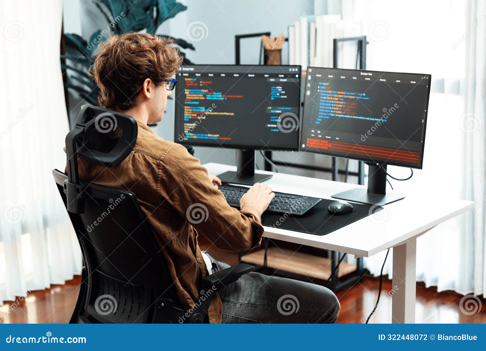 It Developer with Stressful Overworked in Creating Online Software Code. Gusher. Stock Photo ...