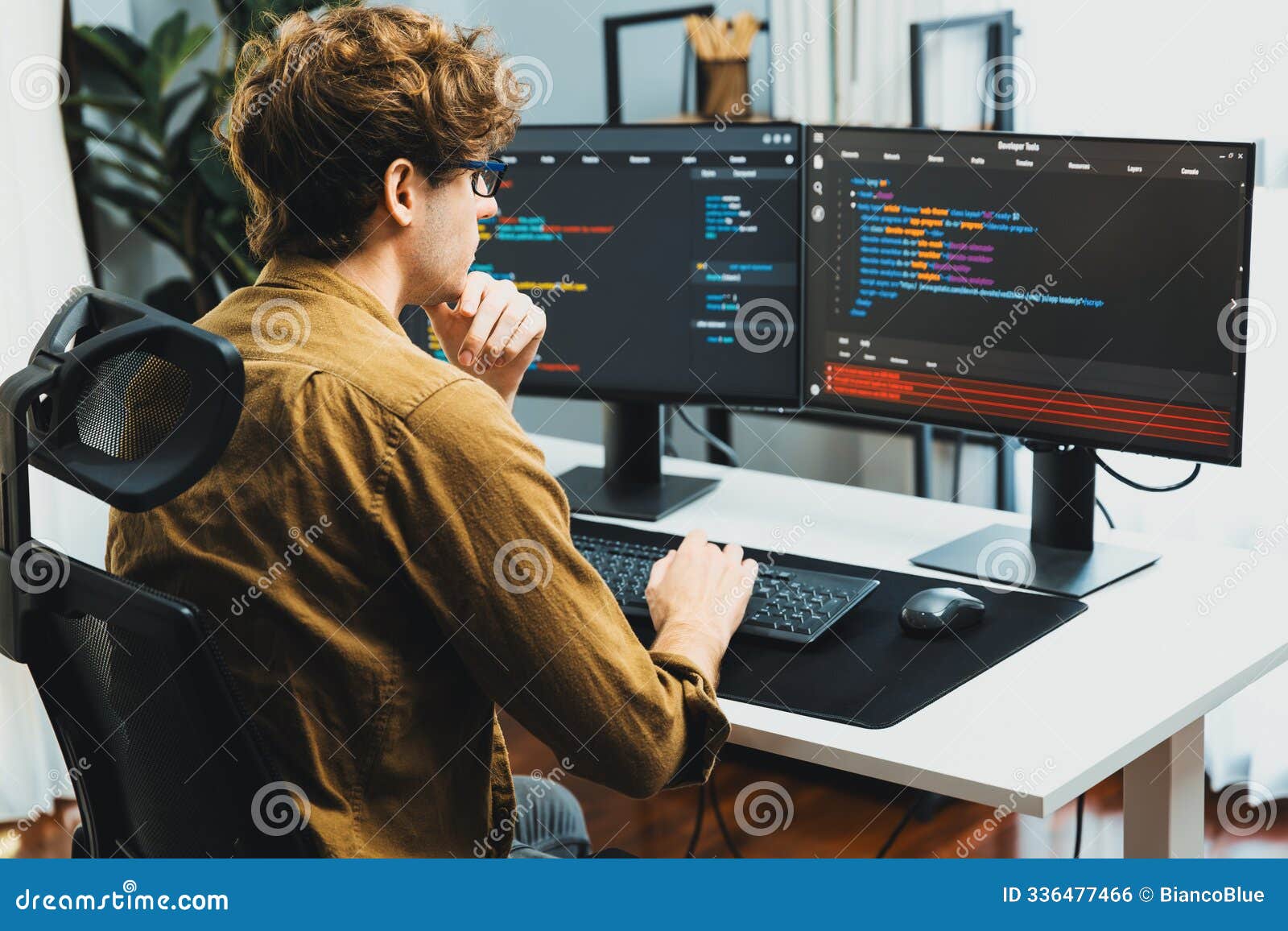 It Developer with Stressful Overworked in Creating Online Software Code. Gusher. Stock Photo ...